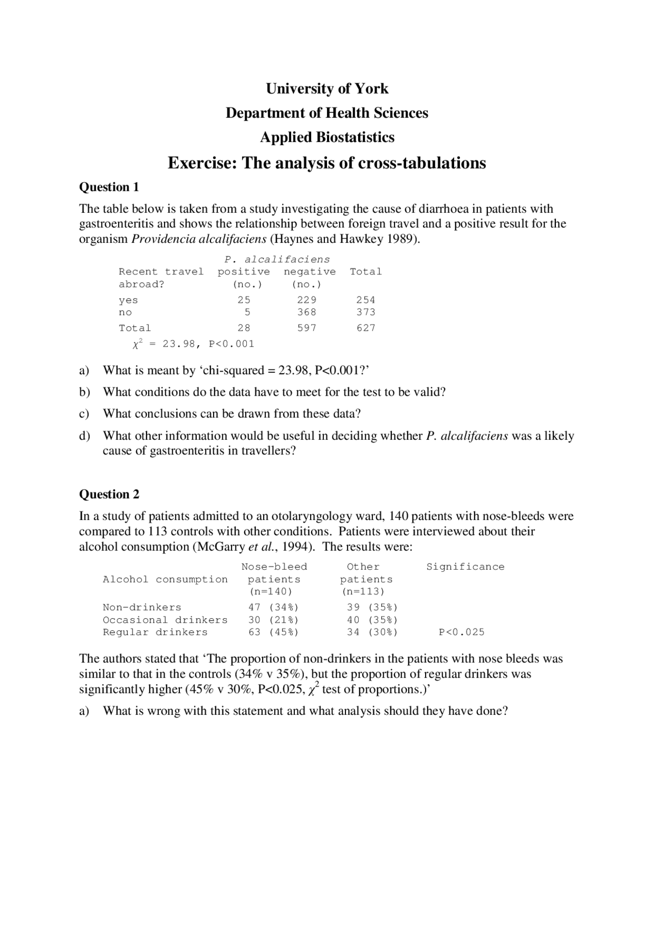 Applied Biostatistics Exercises Mathematics 4 Docsity