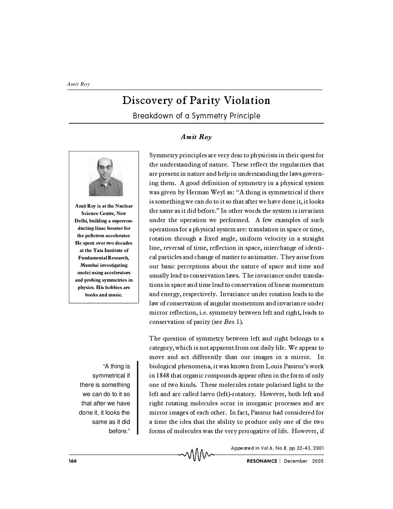 Parity Violation, Lecture Notes- Physics - Prof Amit Roy | Study notes ...