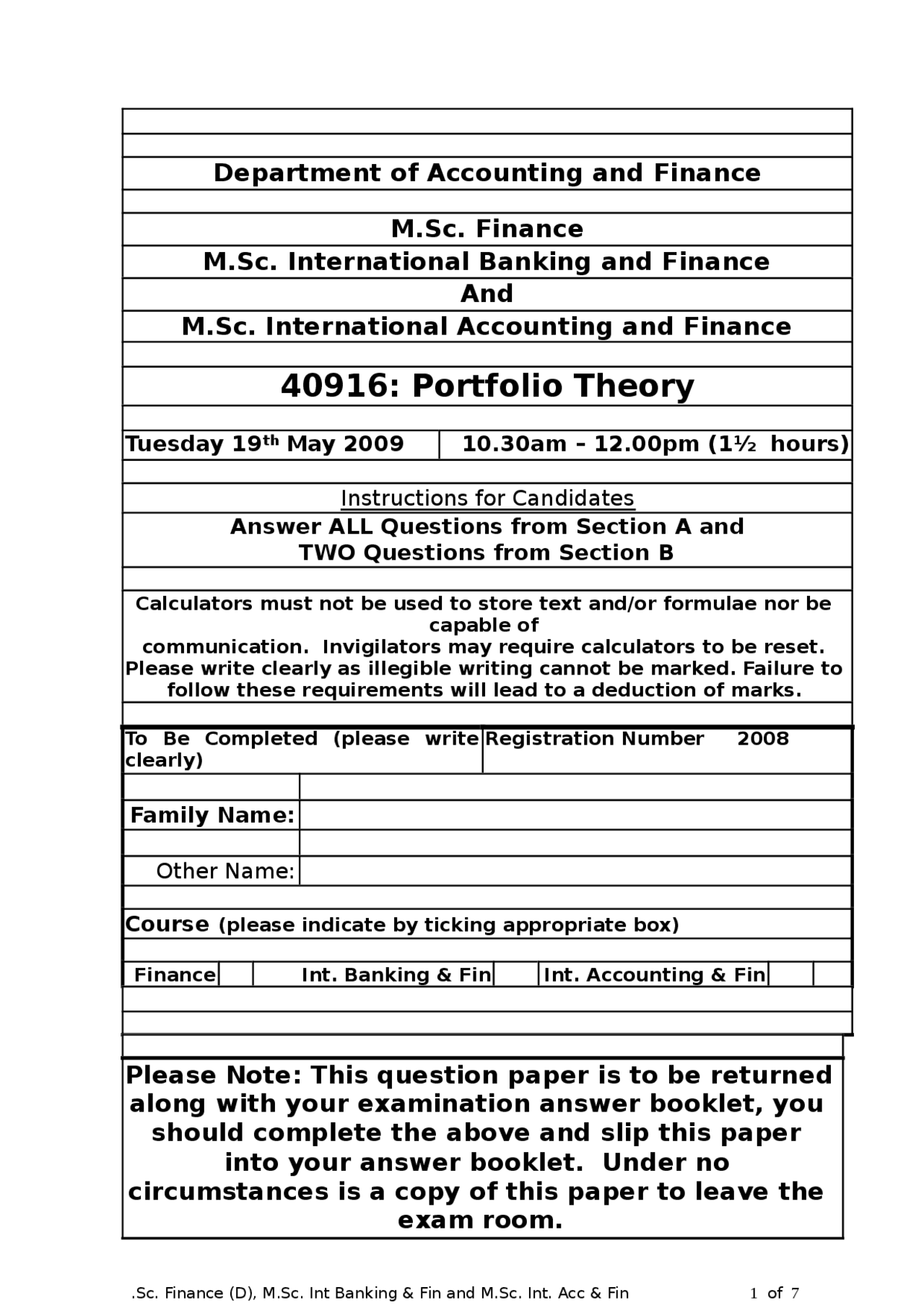 Finance Tutorial 5 73 Docsity
