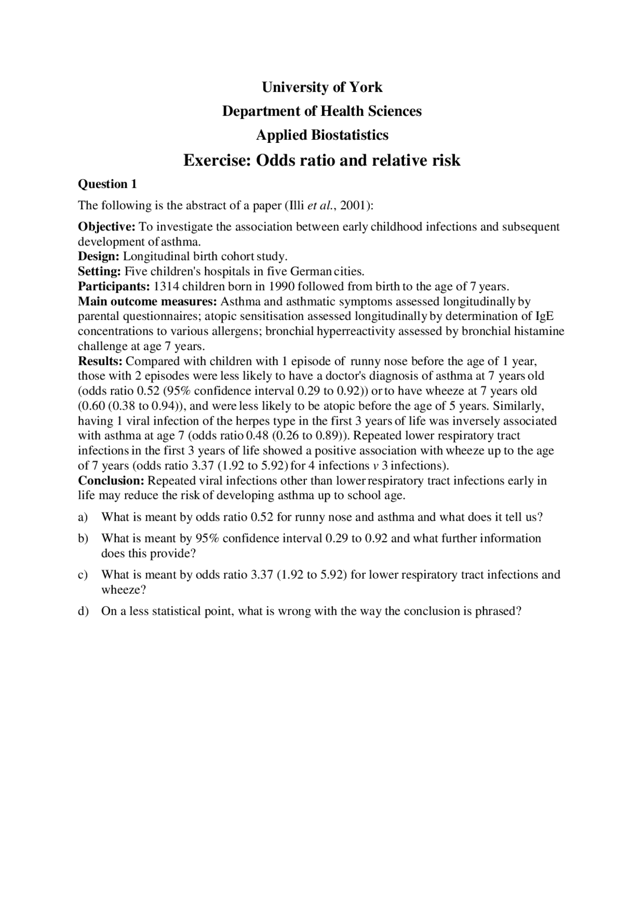 Applied Biostatistics Lecture Notes Mathematics 24 Docsity