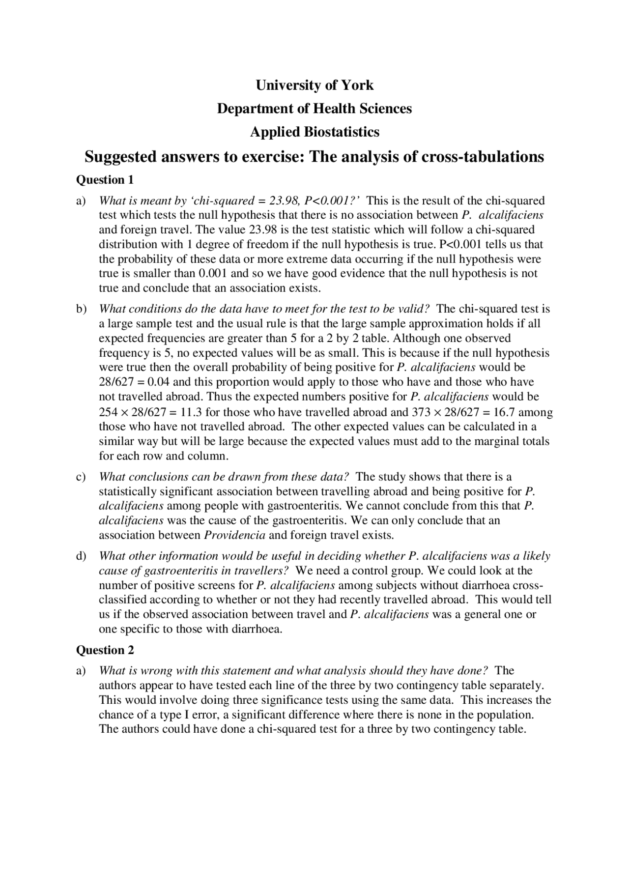 Applied Biostatistics Exercisess Solution Mathematics 4 Docsity