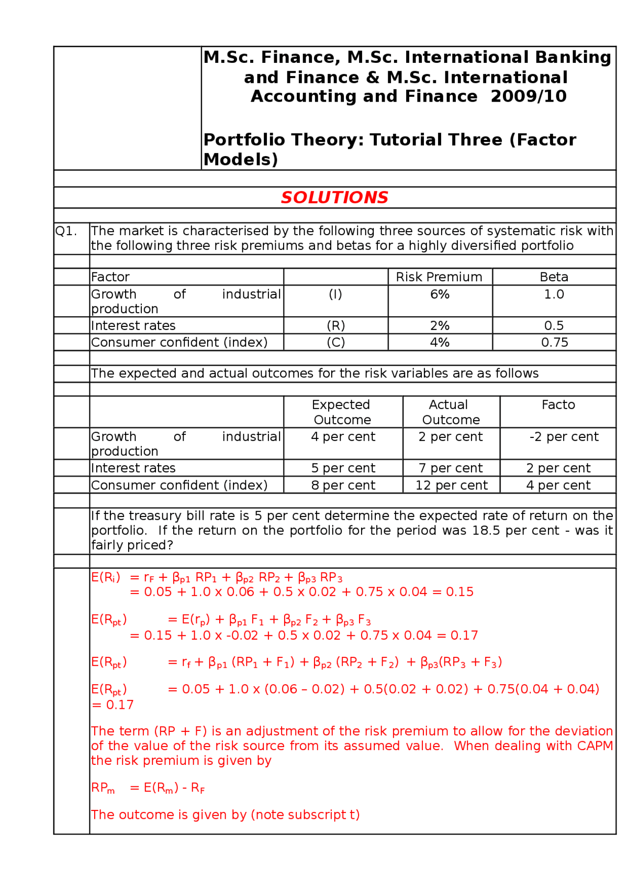 Finance Tutorial 5 74 Docsity