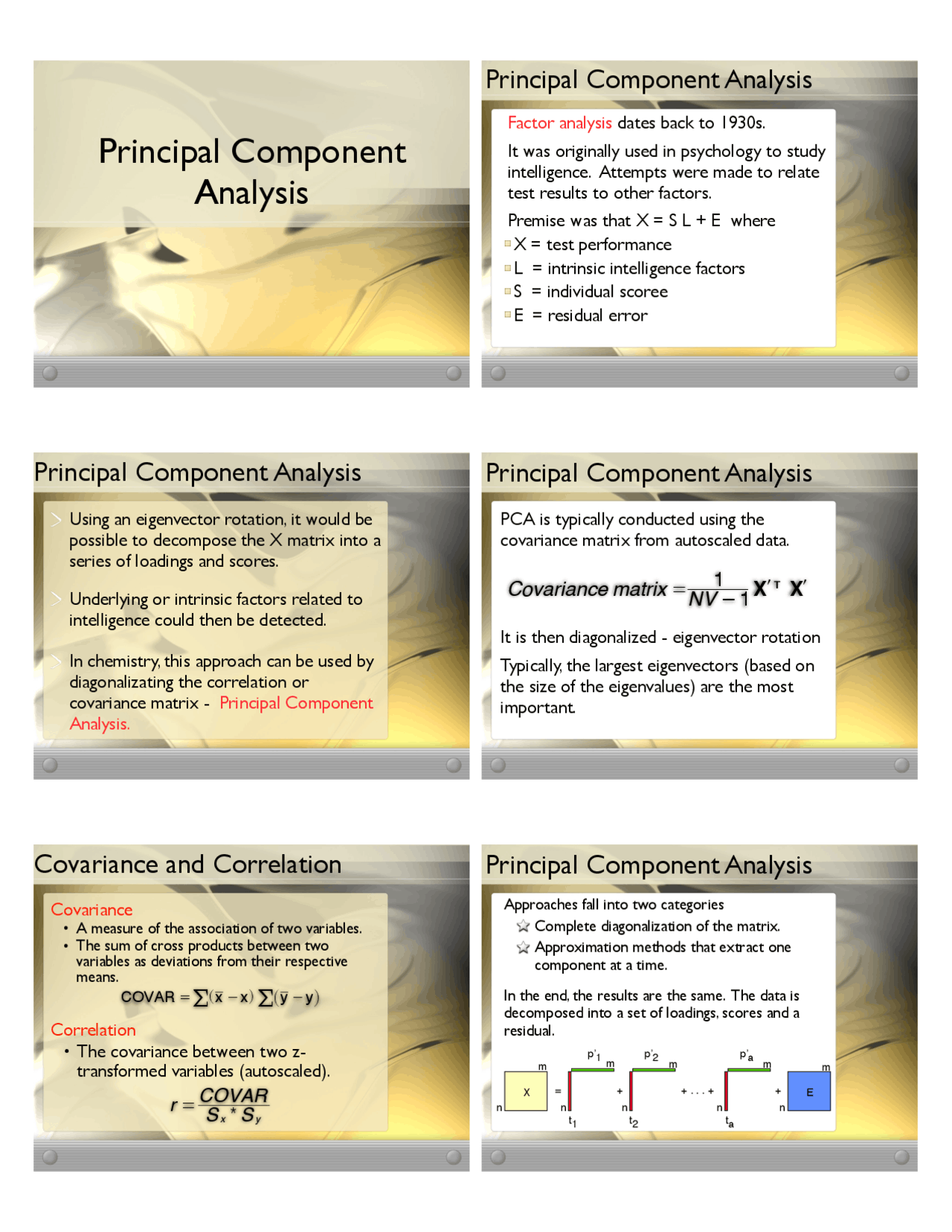 Chemometric Pca I Lecture Notes Physics Docsity