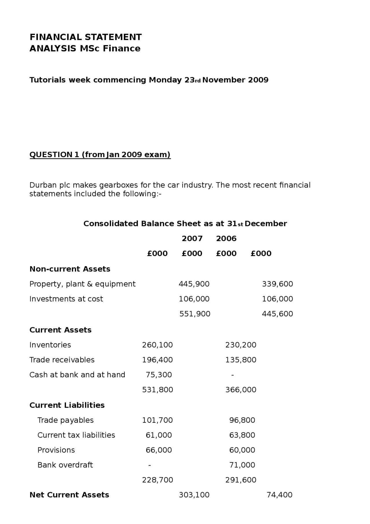 Financial Statement Analysis Tutorial 2 Docsity
