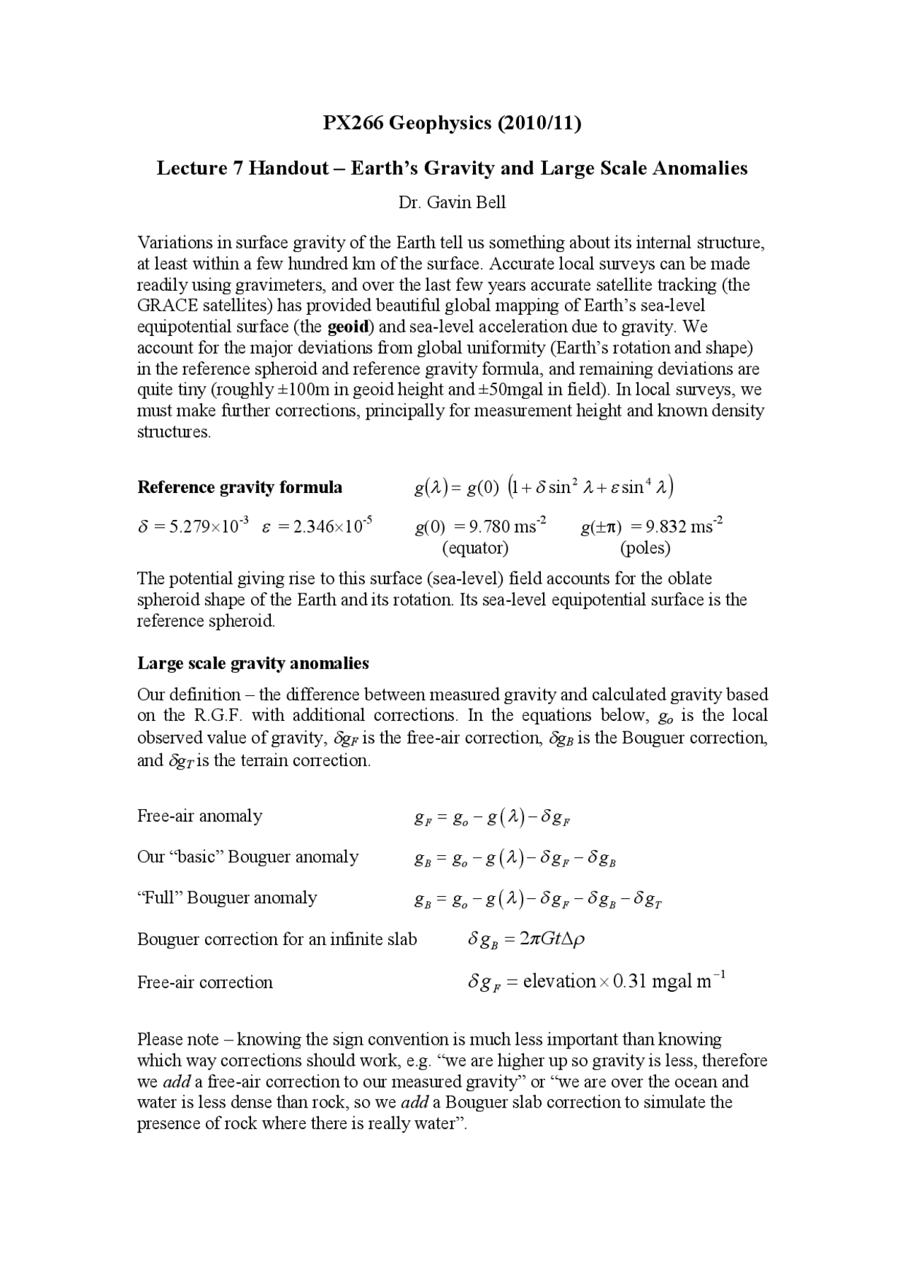 Geophysics Lecture Notes Physics 9 Docsity
