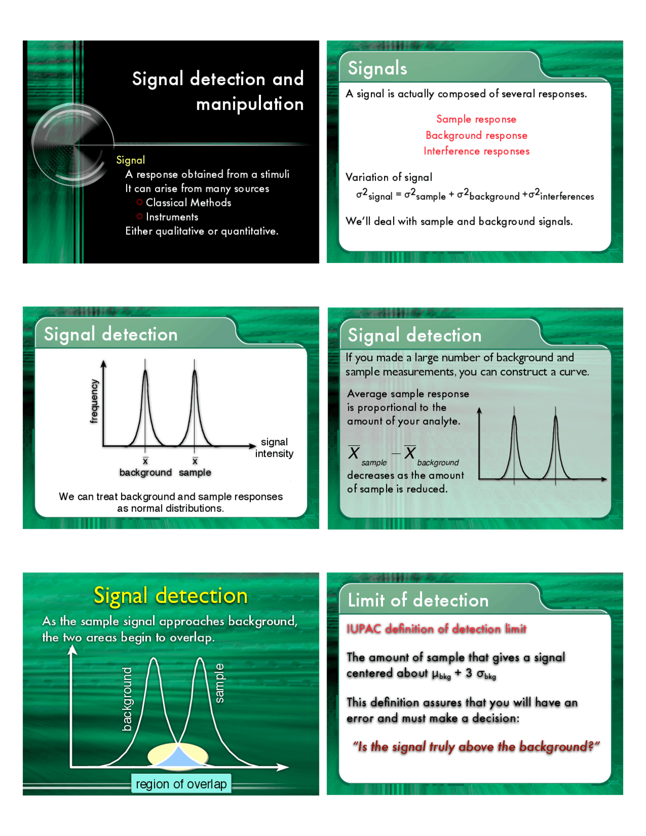 Chemometric Signal Detection Lecture Notes Physics Docsity