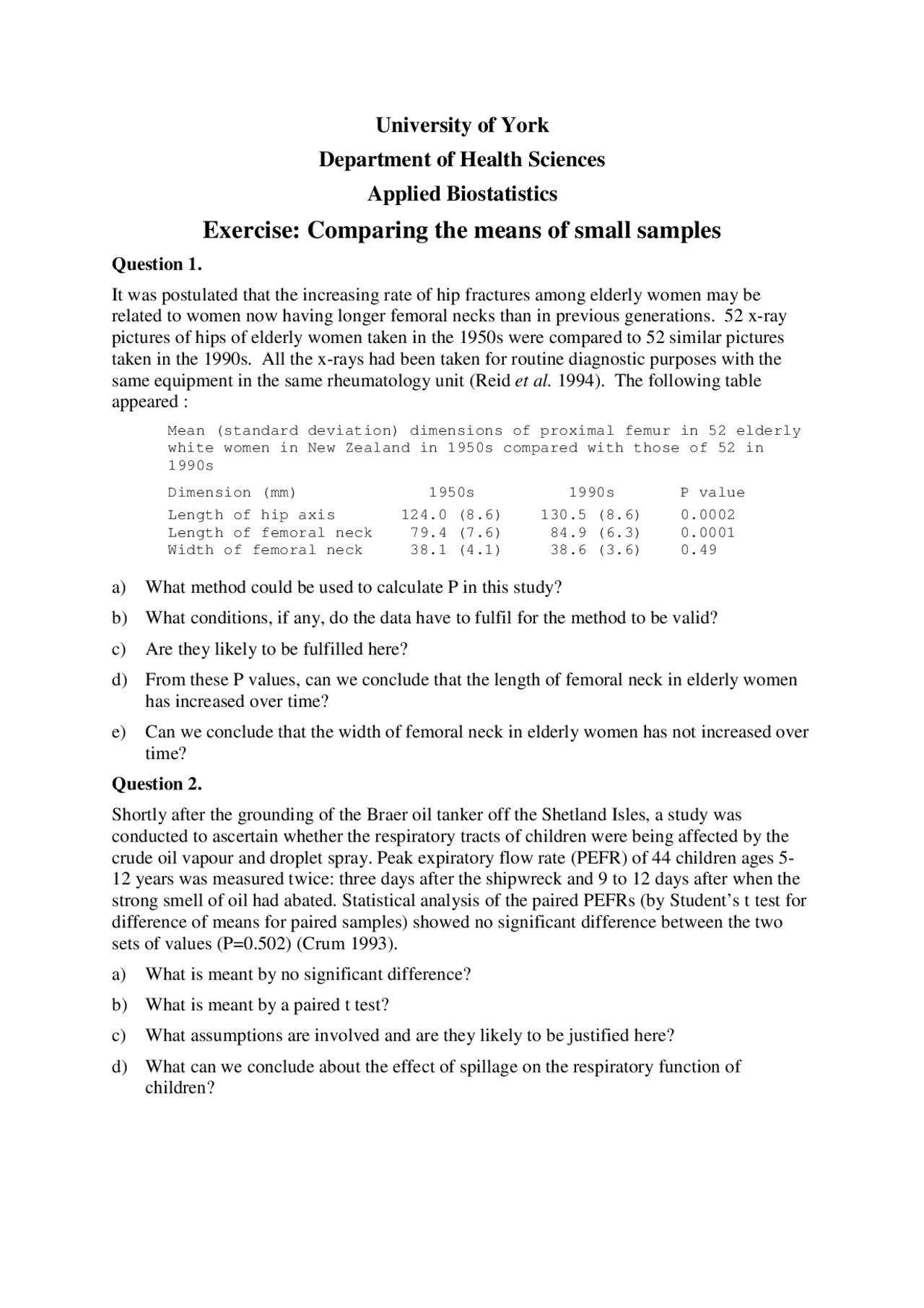 Applied Biostatistics Lecture Notes Mathematics 14 Docsity