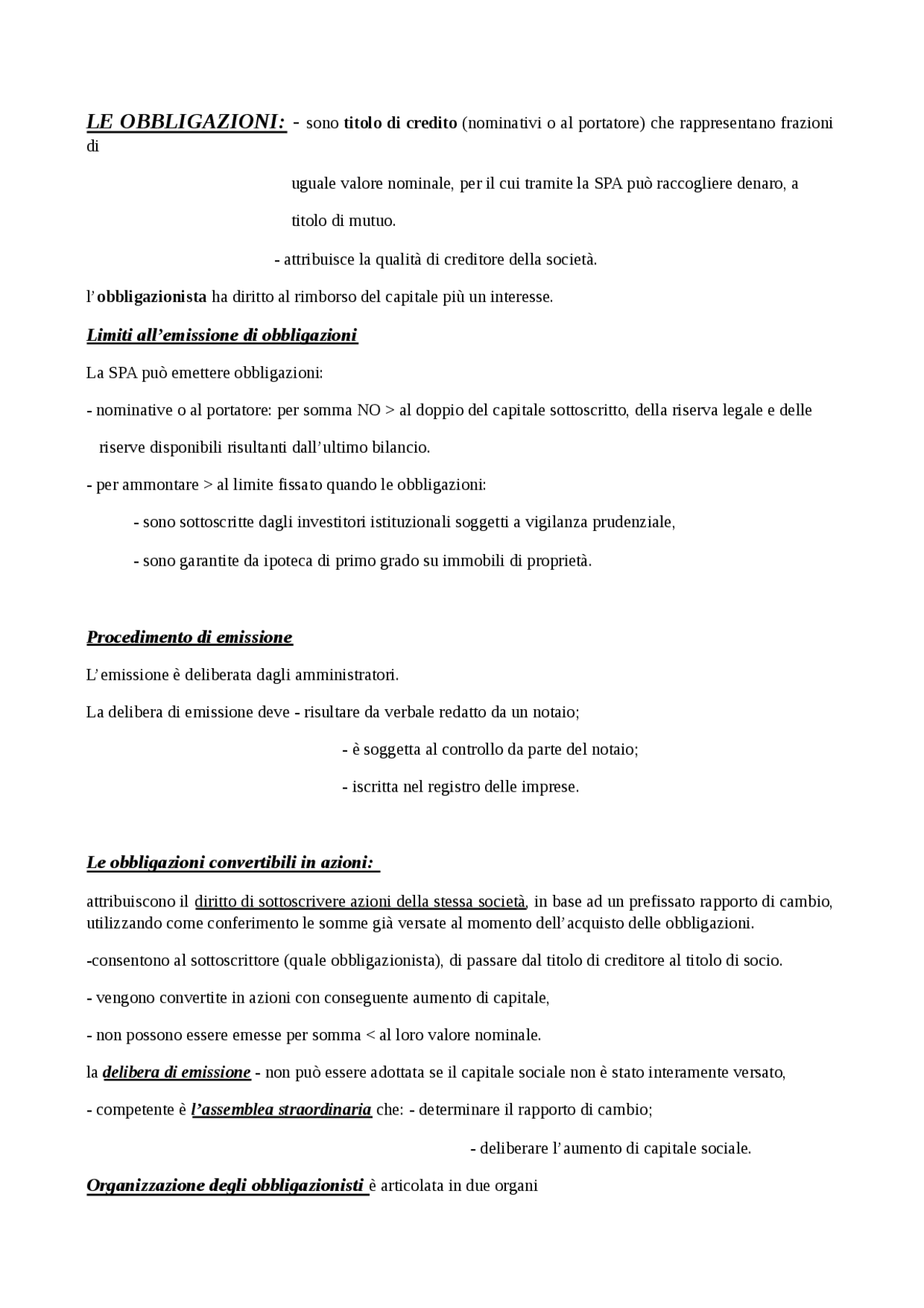 Le Obbligazioni Docsity