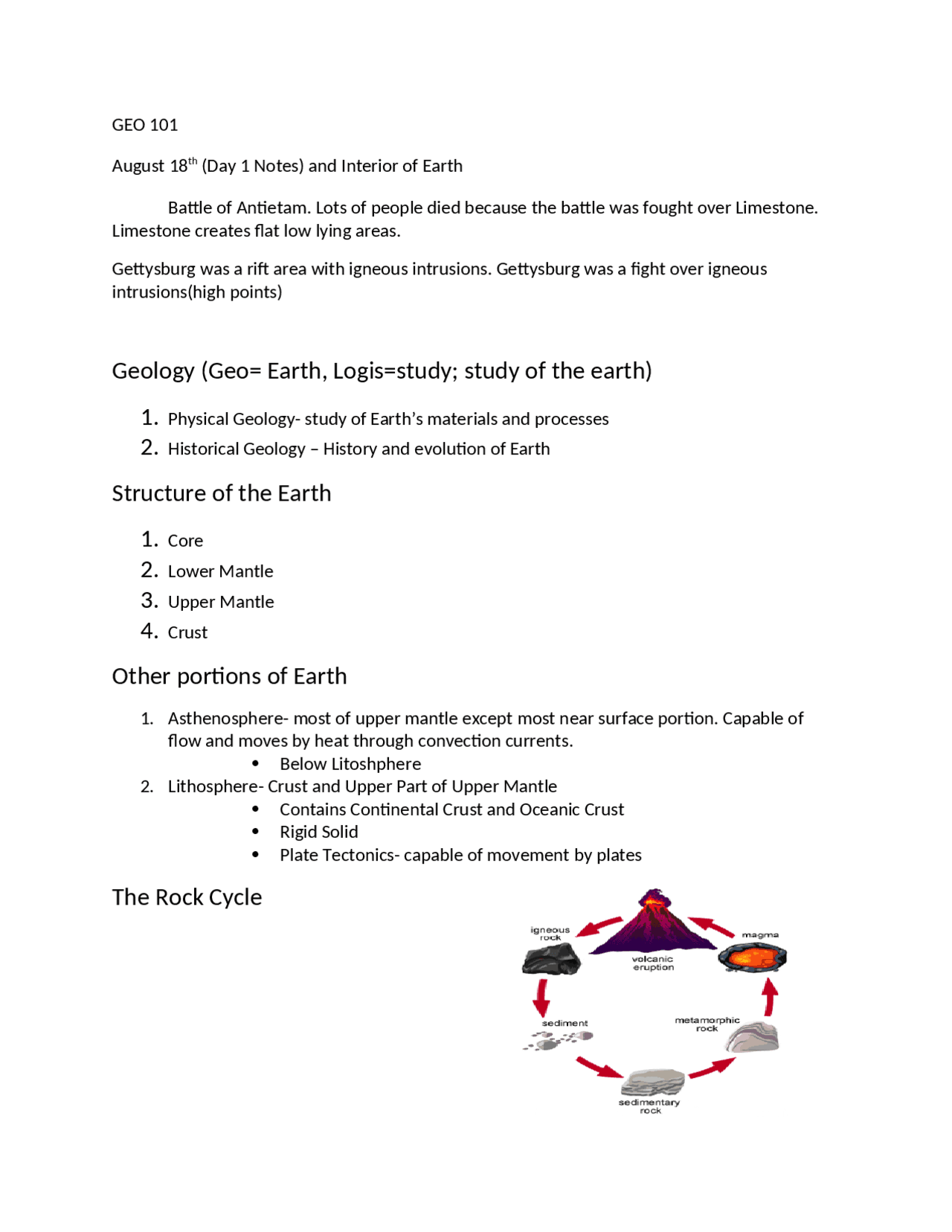 Notes for Structure of Earth - Introduction to Earth | GEOL 101 - Docsity