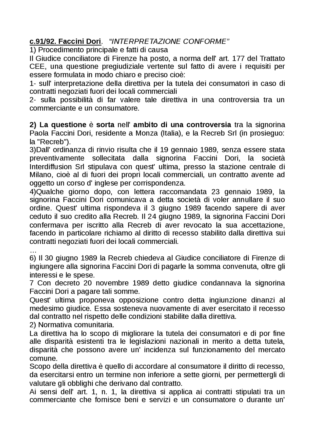 Causa 152 Faccini Dori Docsity