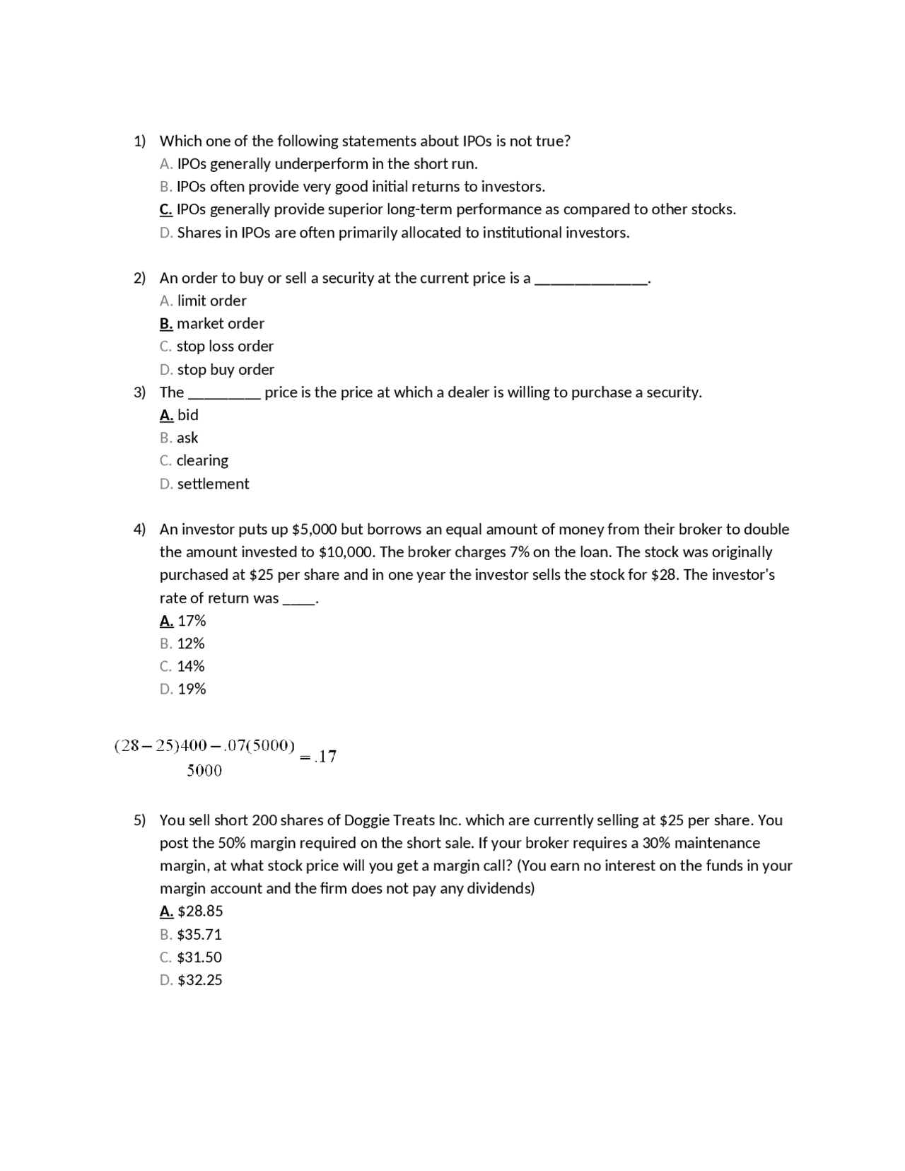 Quiz With Solution For Intermediate Financial Accounting I Acct 3211