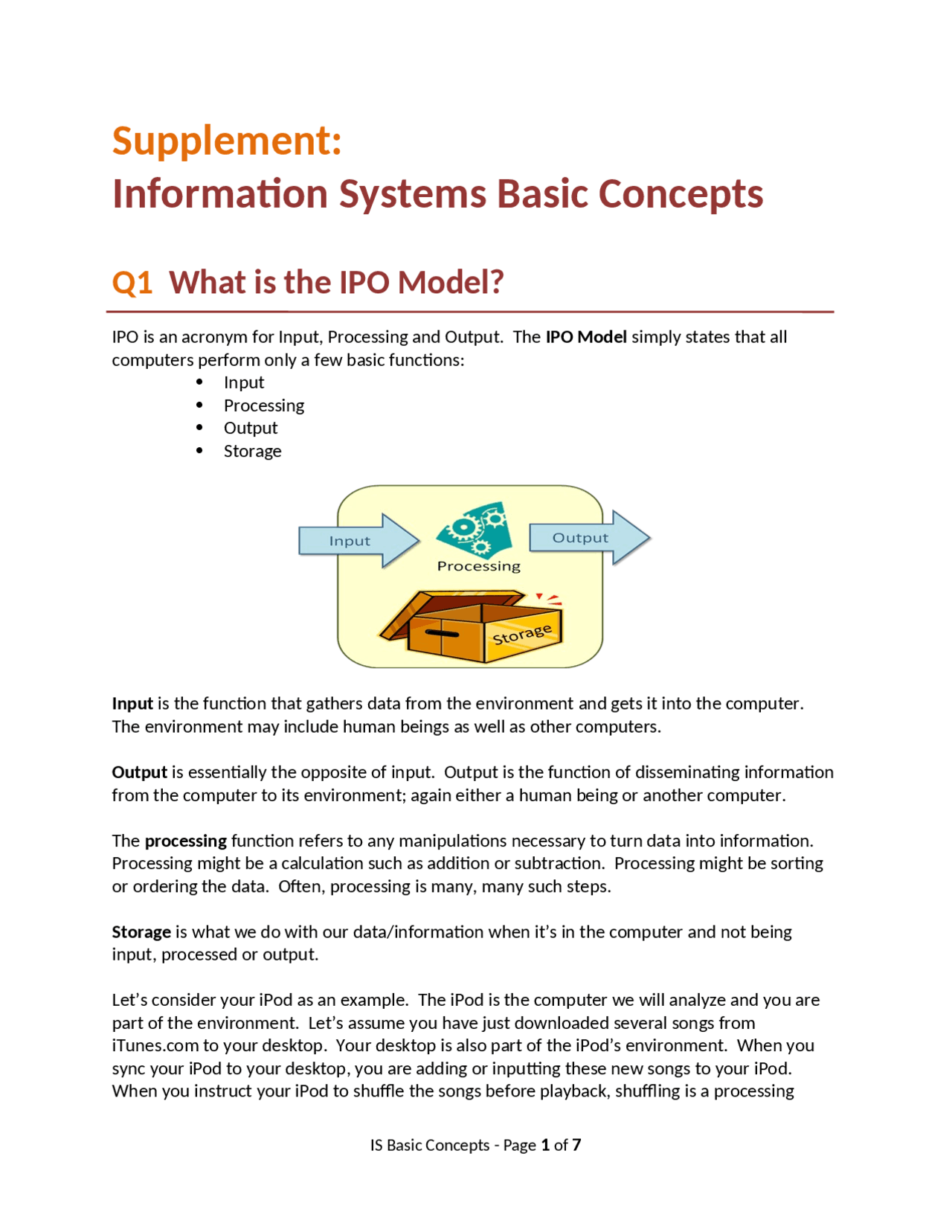 IPO Model and Business Information Systems: Input, Processing, Output ...