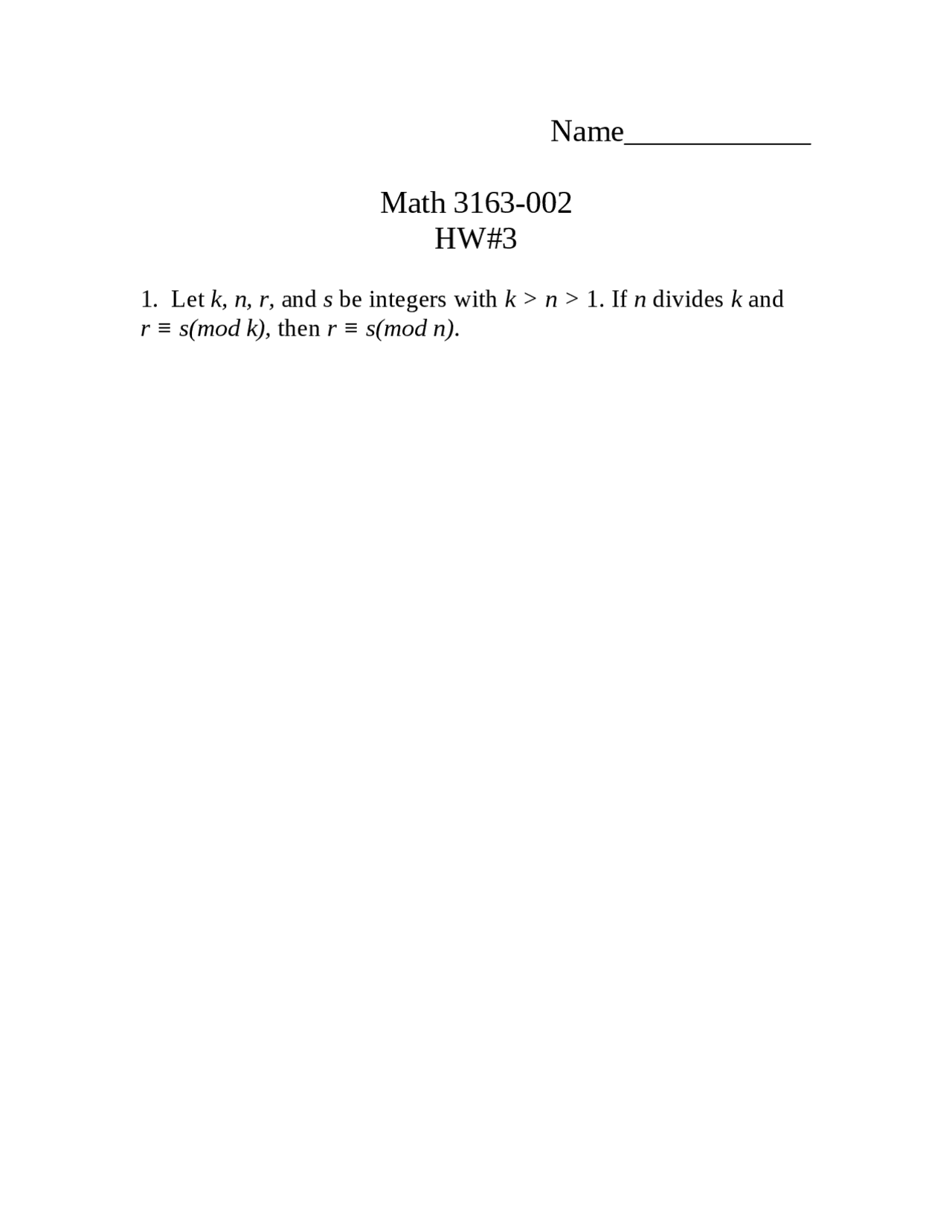 Homework 3 Problems Introduction To Modern Algebra Math 3163 Docsity