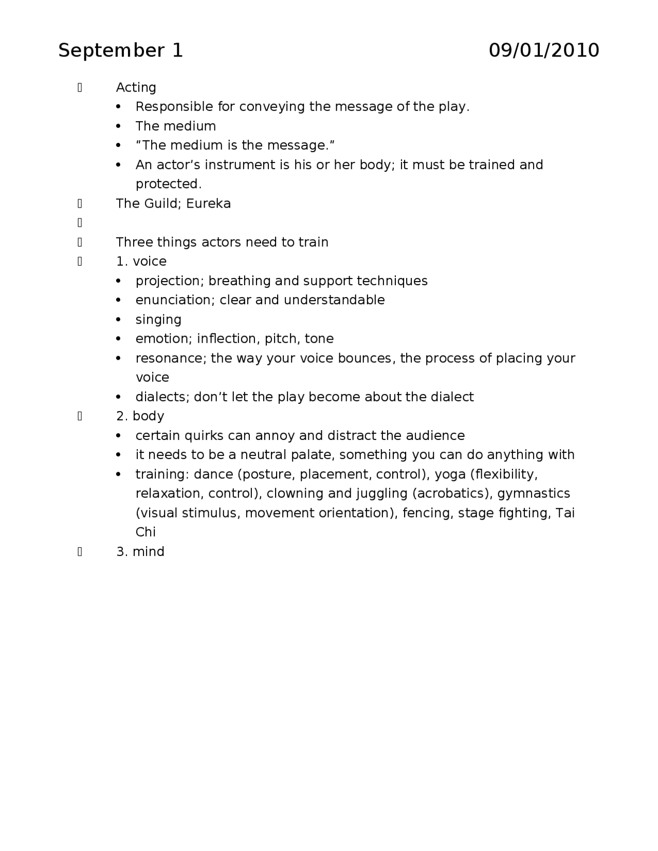 Lecture Notes on Acting, and Process of Directing | THTR 1021 | Study ...