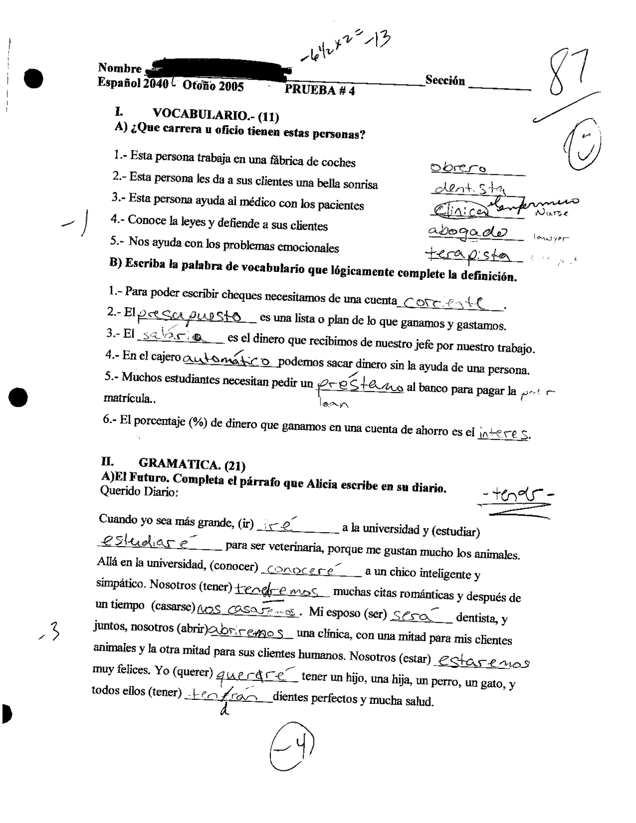 4 Solved Questions for Quiz 4 - Intermediate Spanish | SPAN 2040 - Docsity