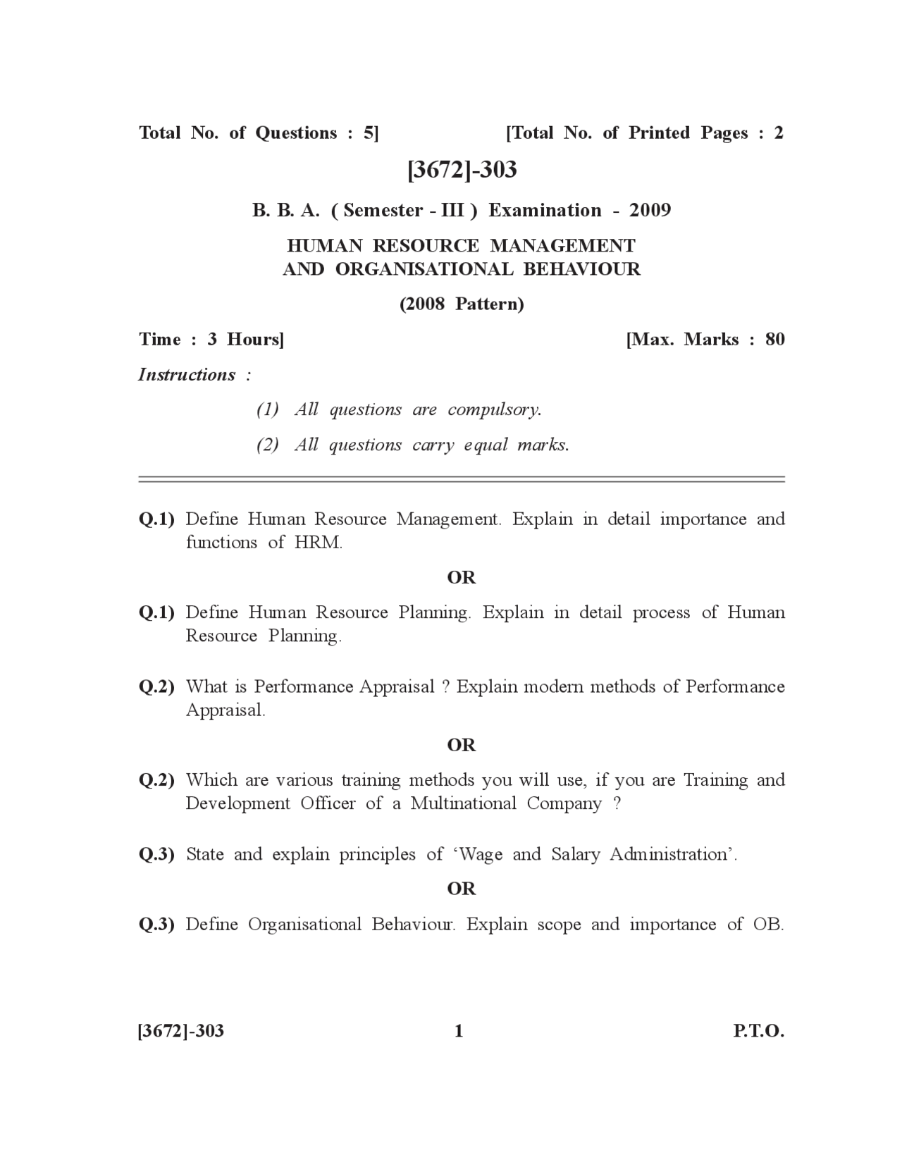 Test Paper - HUMAN RESOURCE MANAGEMENT - University Of Pune - Bachelor ...