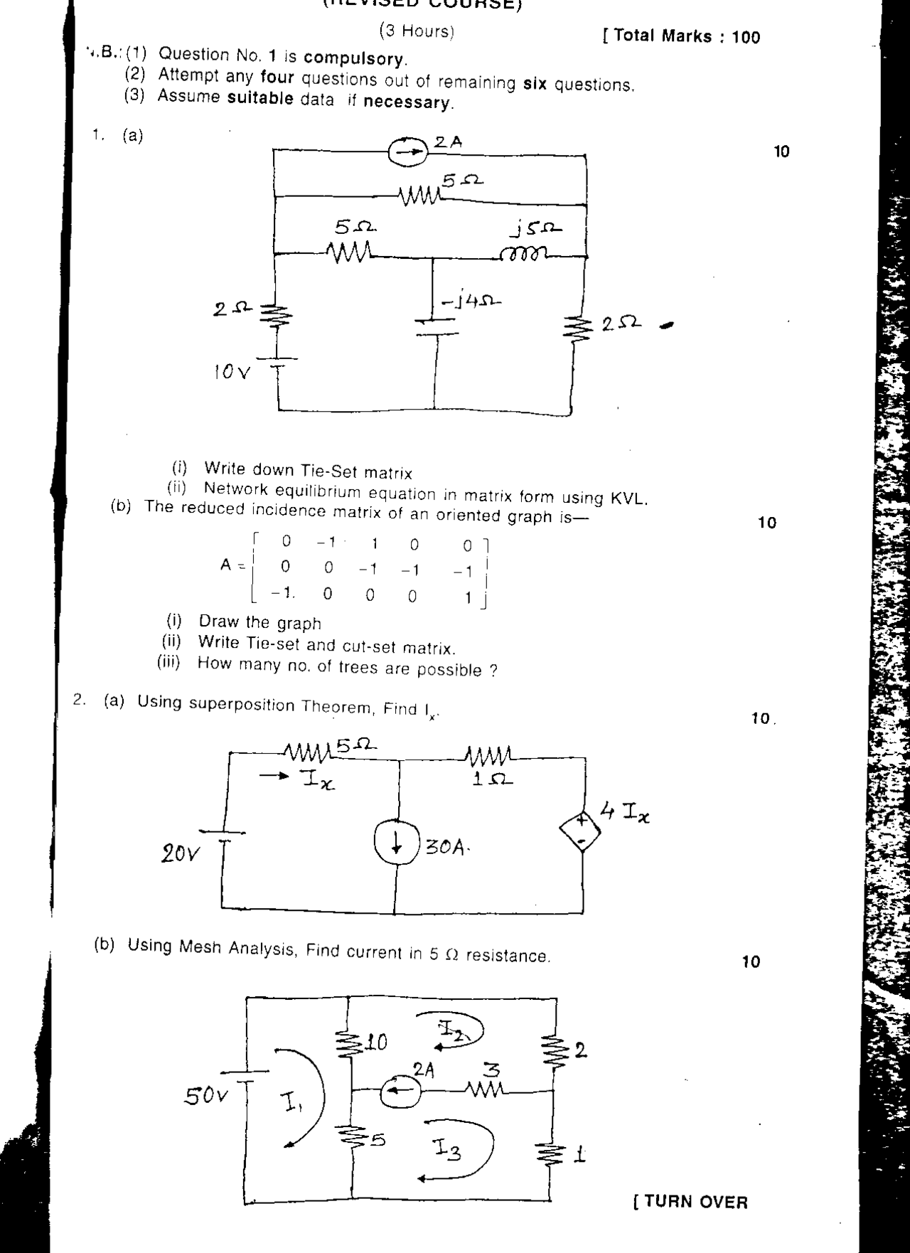 Test Paper Electrical Network Analysis And Synthesis Mumbai