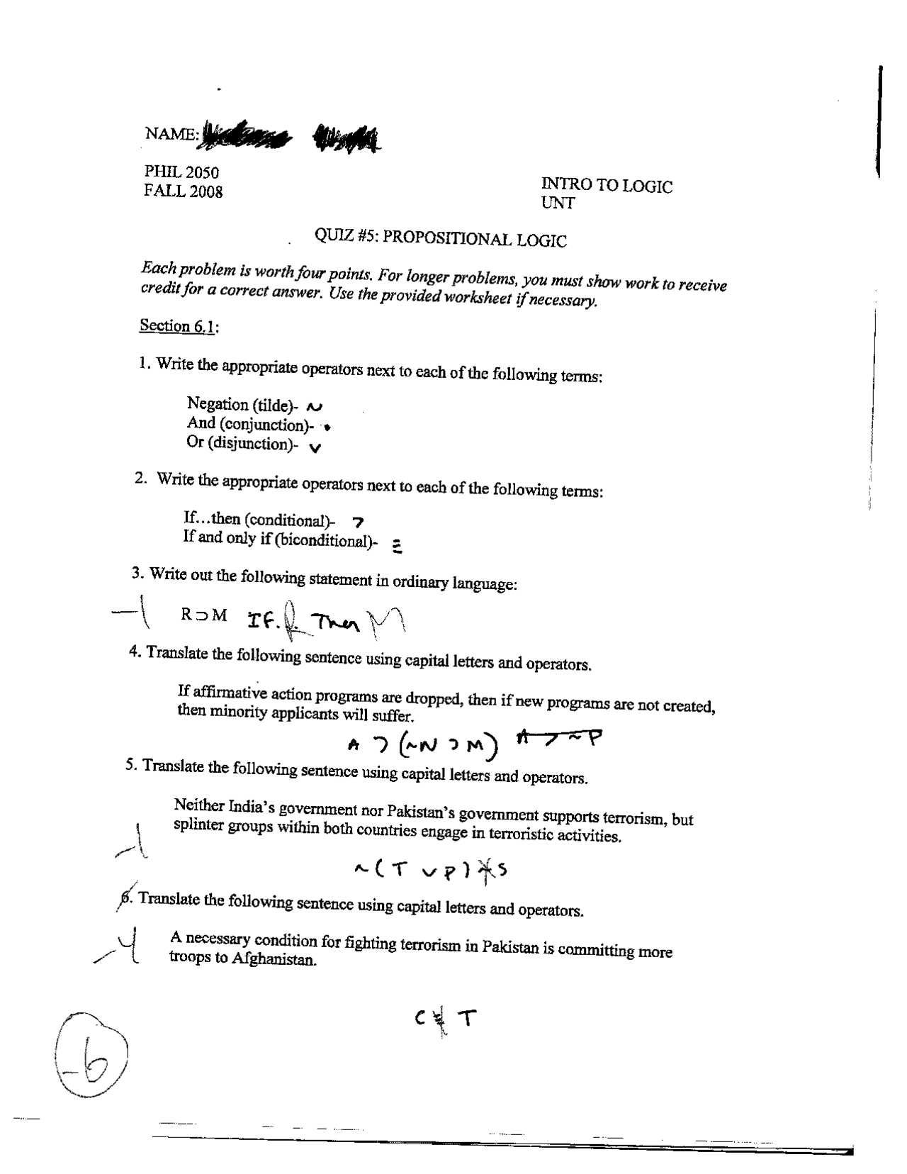 25 Questions with Answer Quiz 5 - Introduction to Logic | PHIL 2050 ...