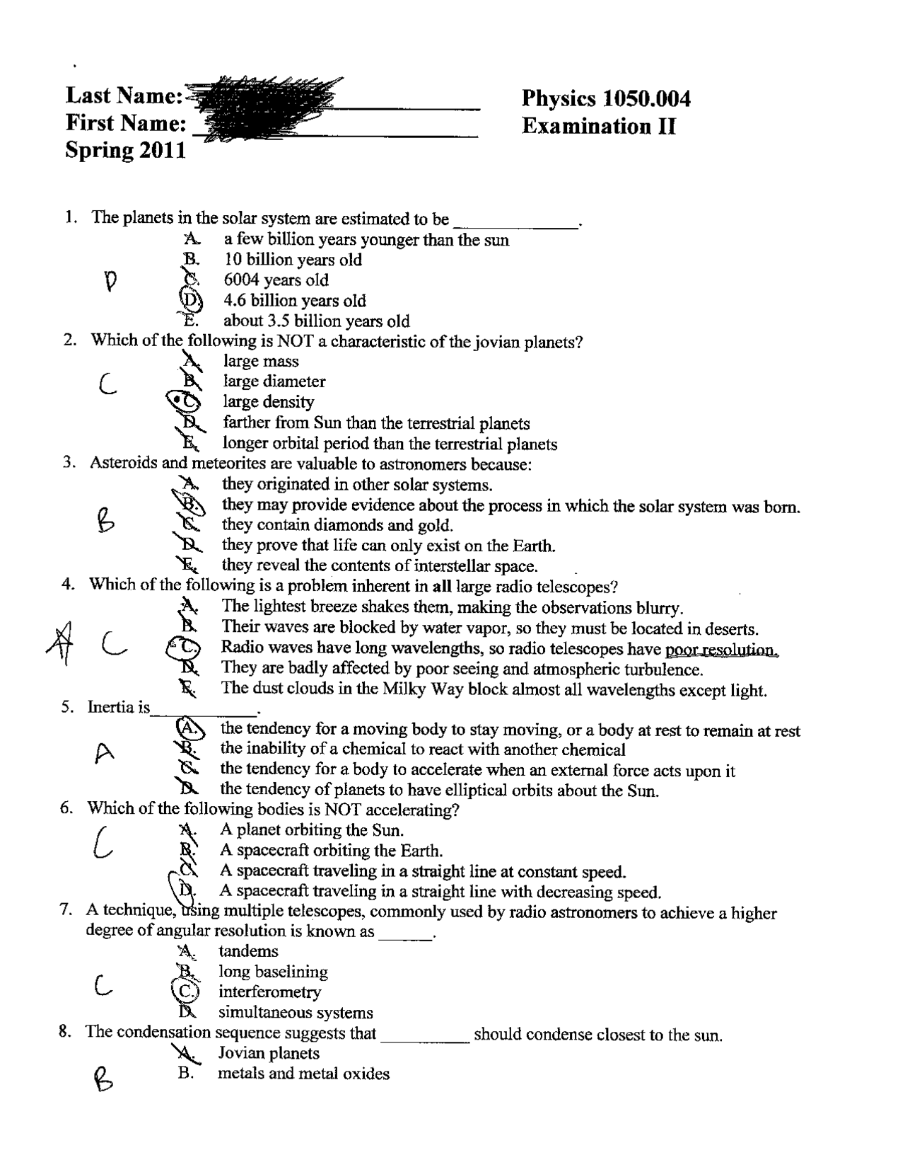 40 Mcqs With Answer Descriptive Astronomy Phys 1050 Docsity