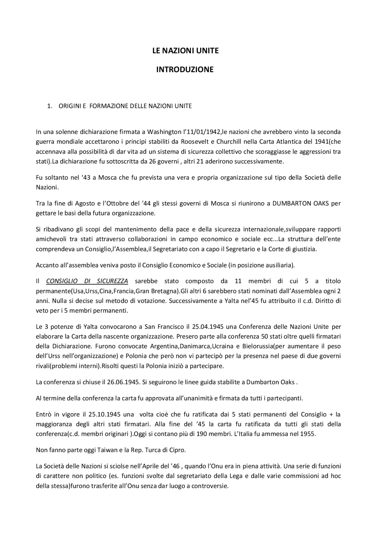 Riassunto Conforti Le Nazioni Unite Docsity
