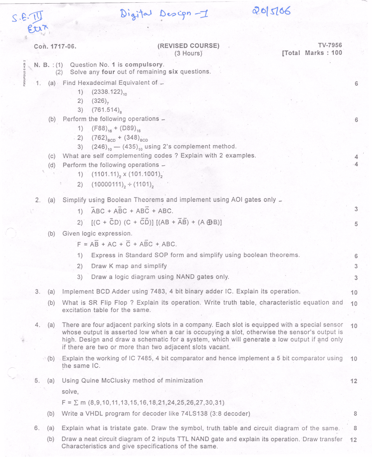 Test Paper - Digital System Design - I - Mumbai University ...