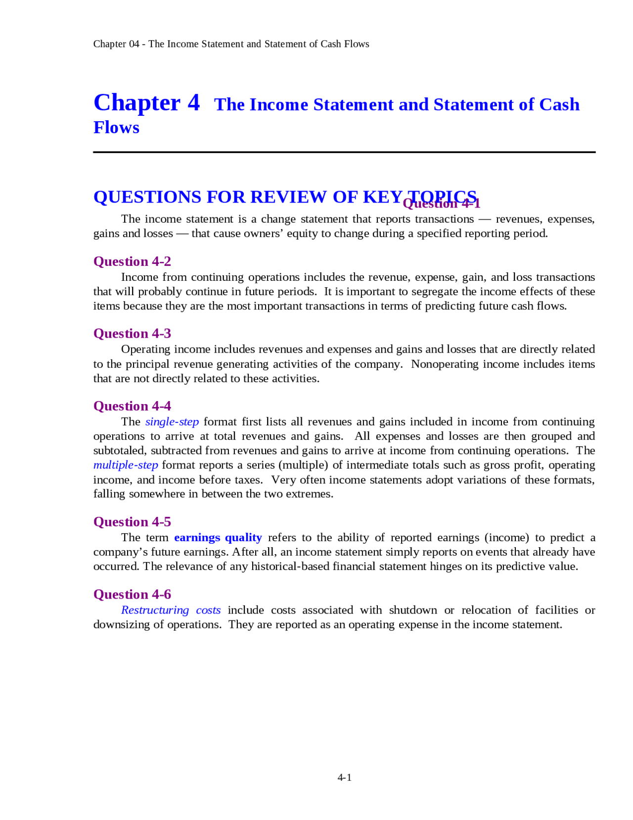 The Income Statement And Statement Of Cash Flows Acct 4111 Docsity