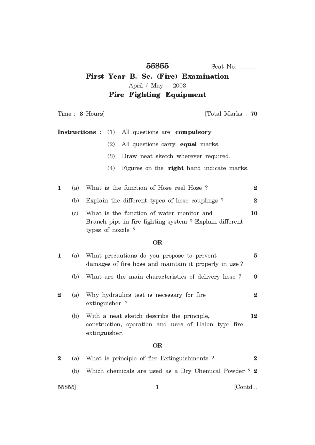 Test Paper - Fire Fighting Equipment - Gujarat Technological University ...