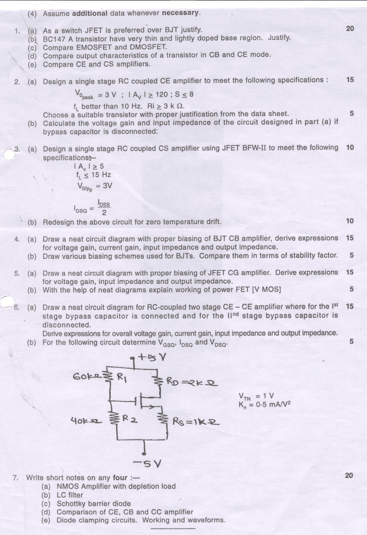 Test Paper - Basics of Electronic Circuits - Mumbai University ...