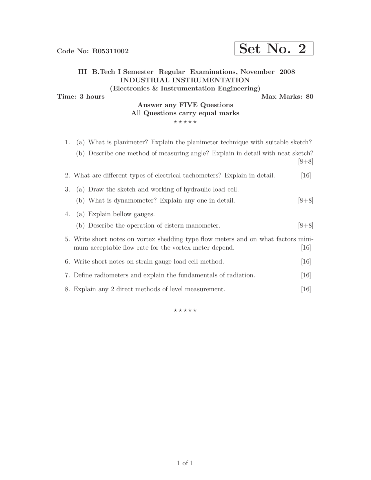 Test Paper - Industrial Instrumentation - Jawaharlal Nehru ...