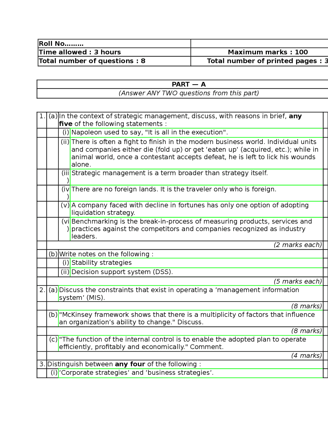 Test Paper - Module III - Institute of Company Secretaries India ...