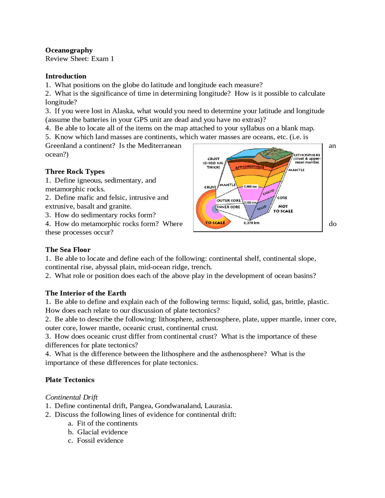 Notes On Oceanography Examination 1 Geol 21080 Docsity