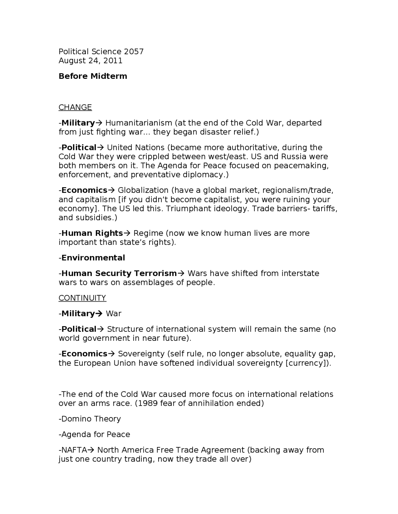 Notes On Political Science Midterm Poli 2057 Docsity