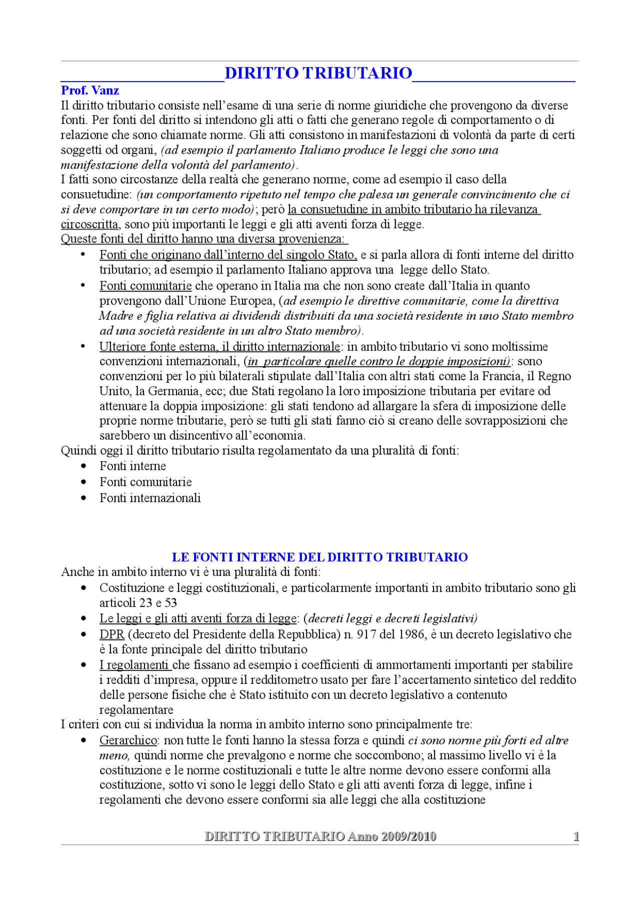 Diritto Tributario Docsity