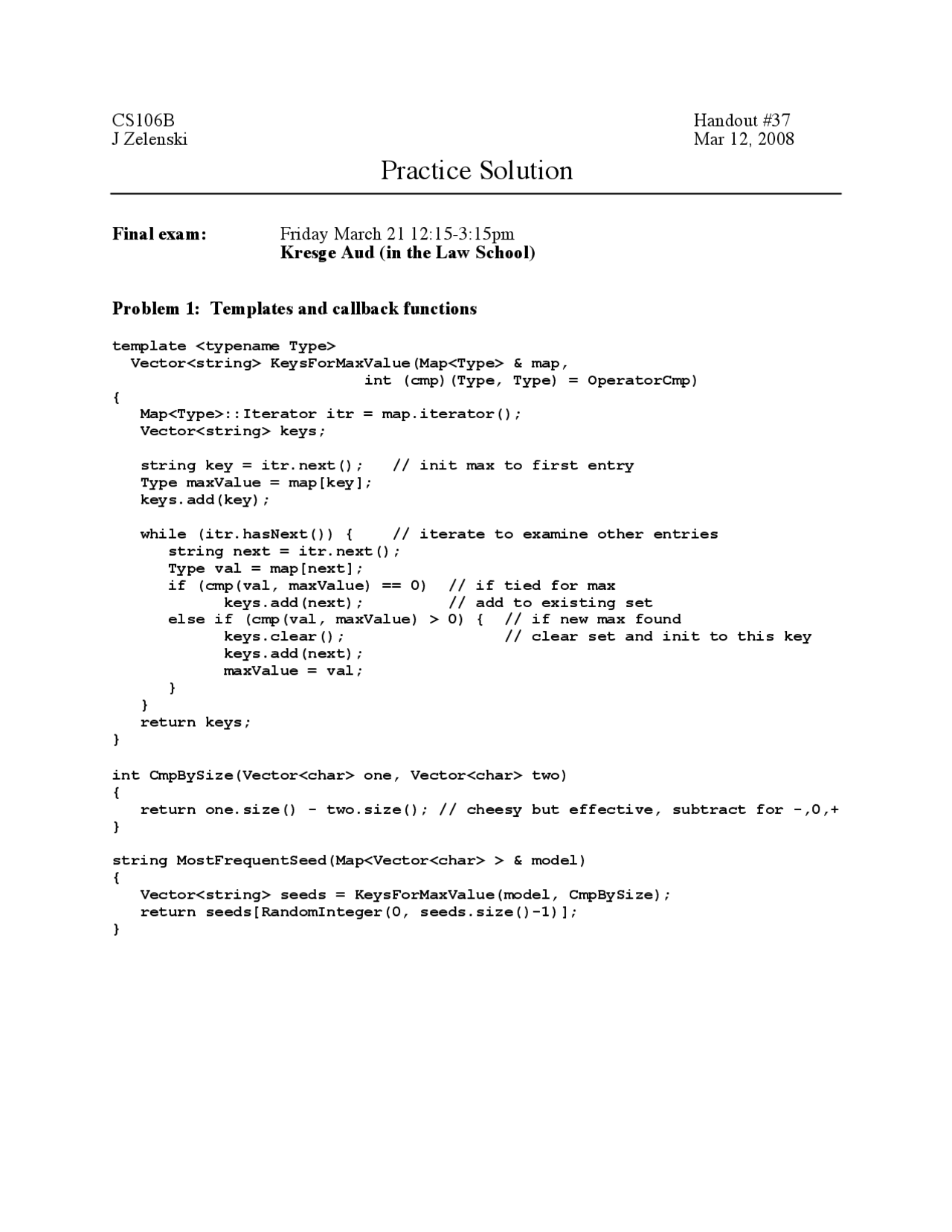 Introduction To Computer Science Programming Abstractions Final Practice Solution 21032011