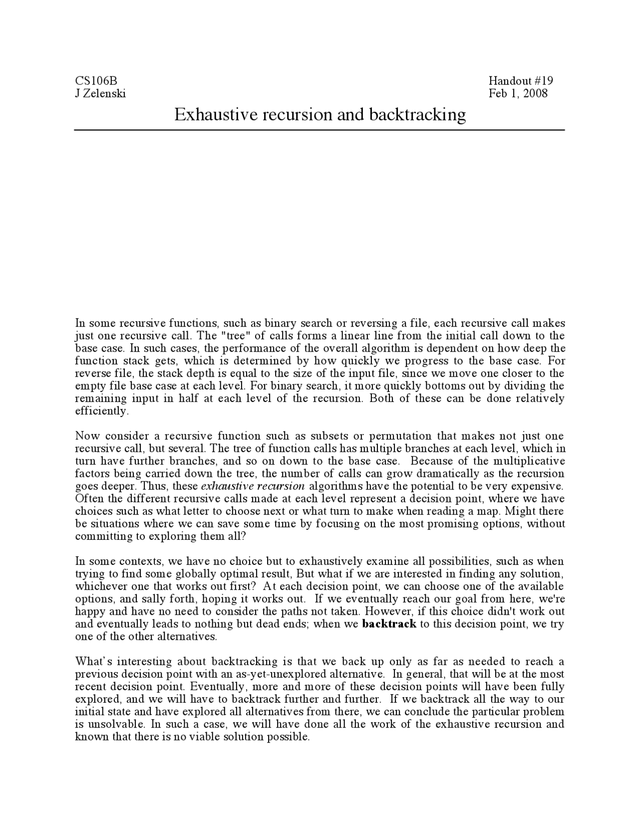 Exhaustive Recursion And Backtracking Programming Abstractions 19