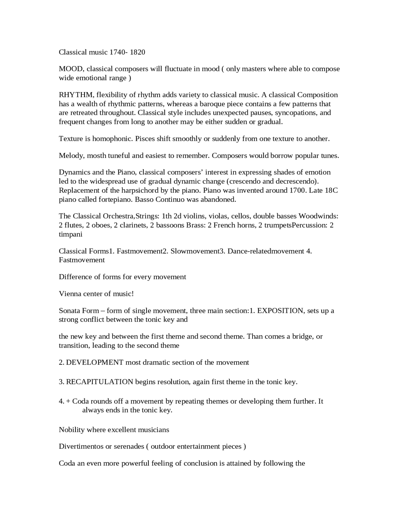 Classical Music - Introduction to Music - Notes | MUSC 130 - Docsity