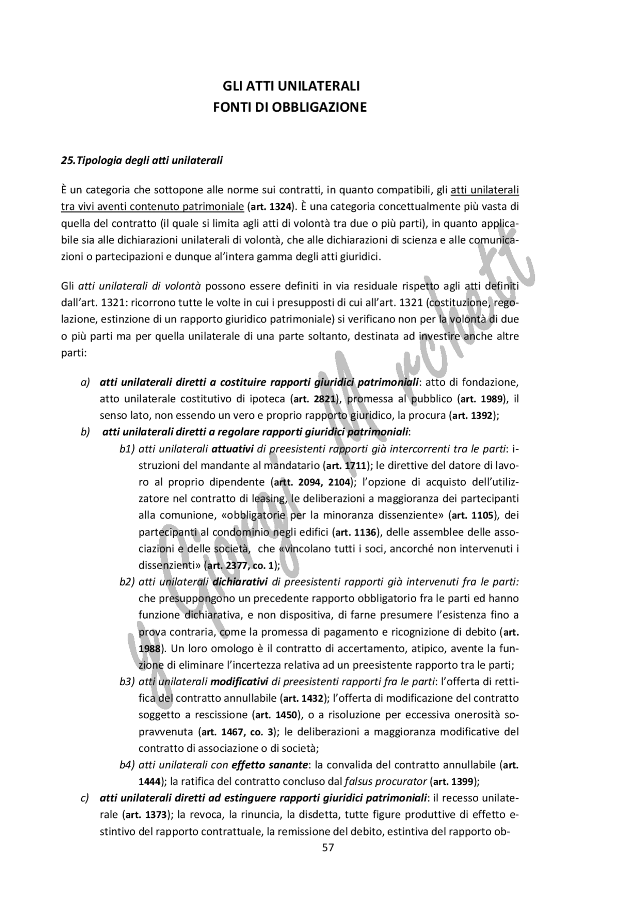 Galgano Le Obbligazioni In Generale Riassunto Parte Iv Docsity