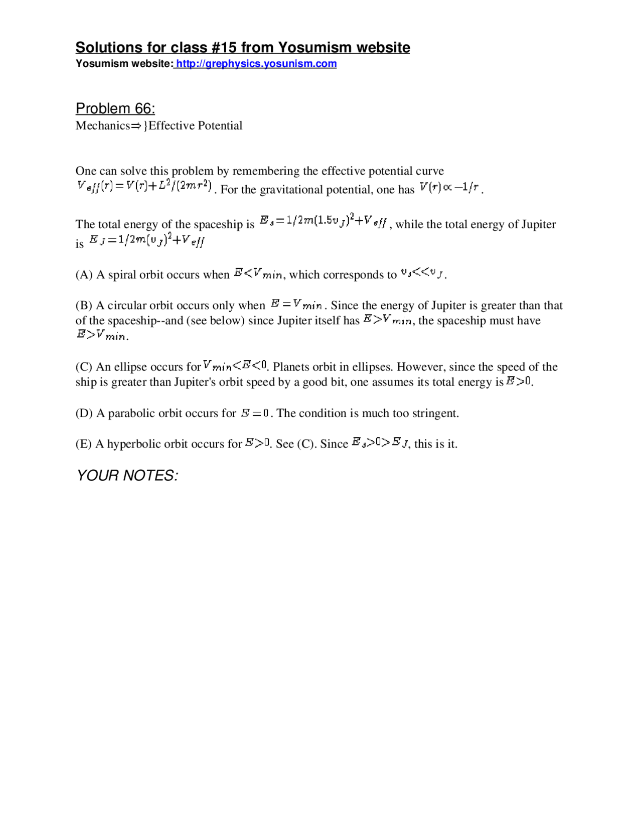 Classical Mechanics - Problem Set 4 Solution - Physics - Docsity