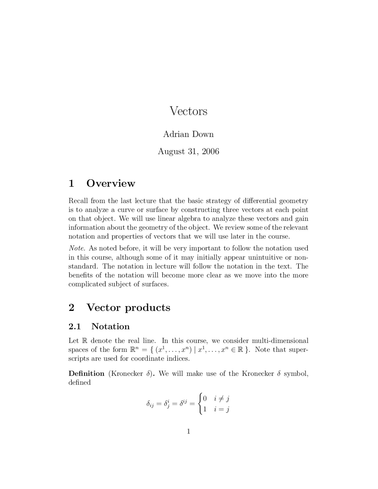 Vectors Lecture Notes Numerical Methods Docsity