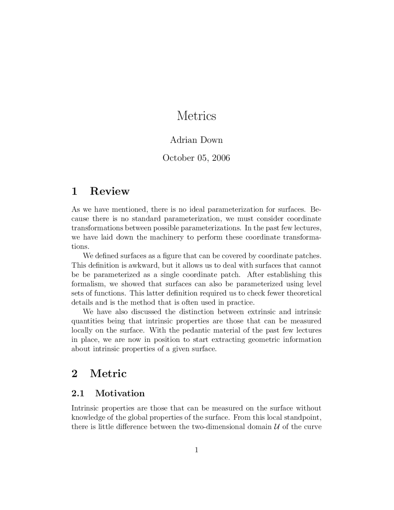 Metrics Lecture Notes Numerical Methods Docsity