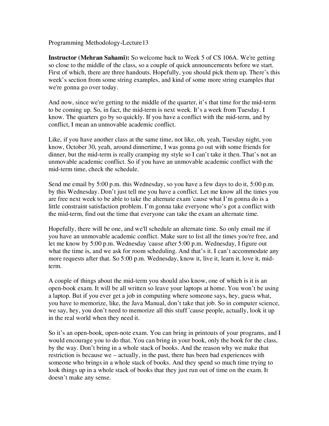 Lectures Programming Methodology 13 Docsity
