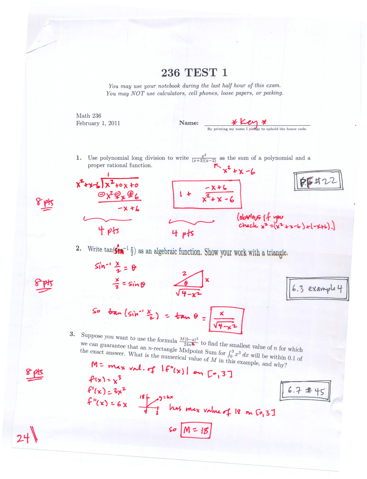 5 Solved Problems On Calculus Ii Exam 1 Math 236 Docsity