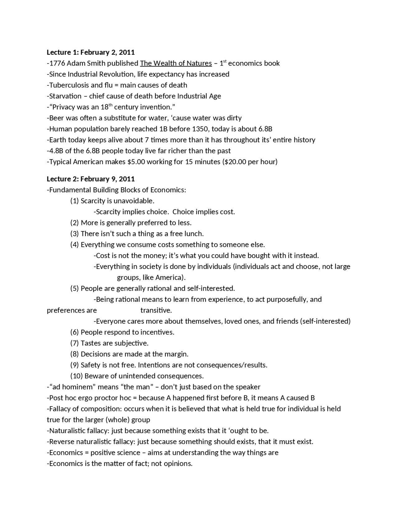 Lecture Notes On Microeconomic Principles Econ 103 Docsity