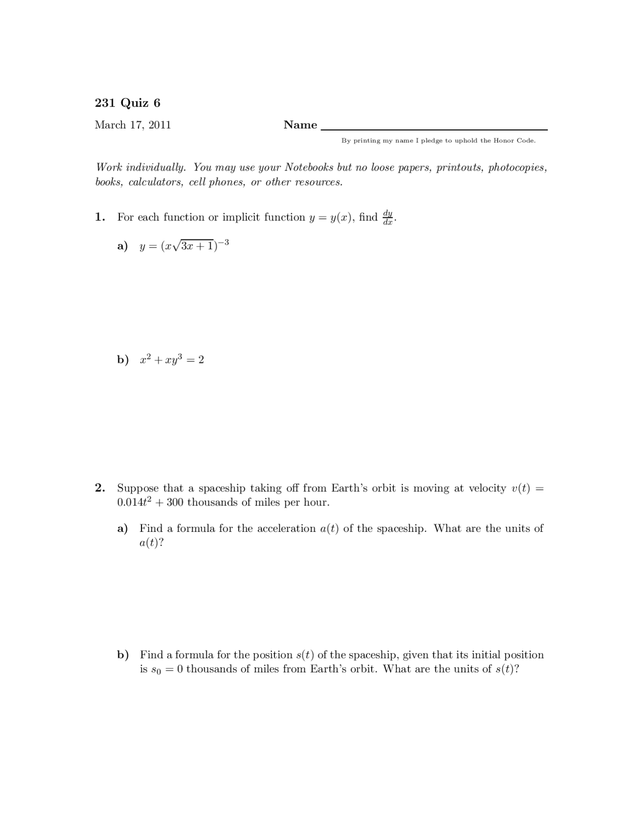 Find Implicit Function Quiz 6 Calculus And Functions Ii Math 231