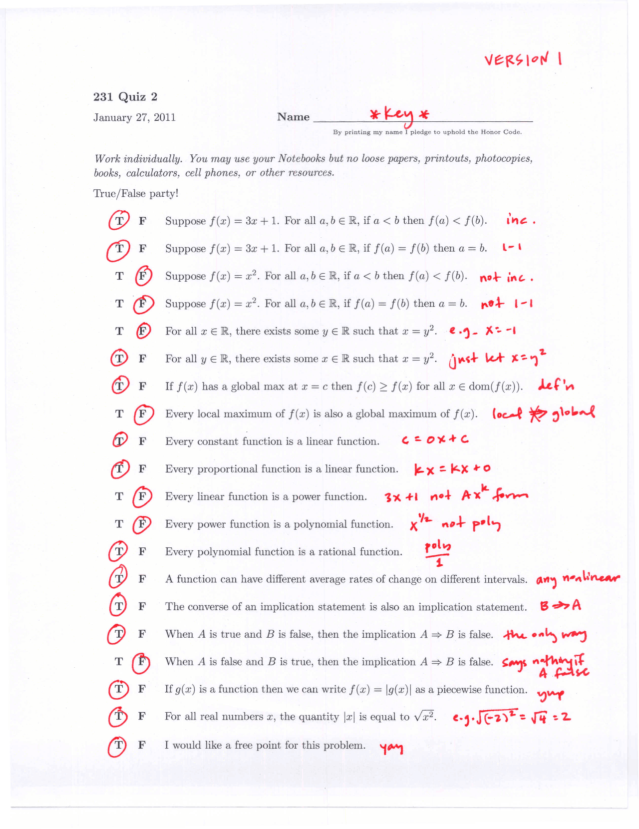 Solved True False Questions of Calculus with Functions - Quiz 2 | MATH 231 | Quizzes Mathematics ...