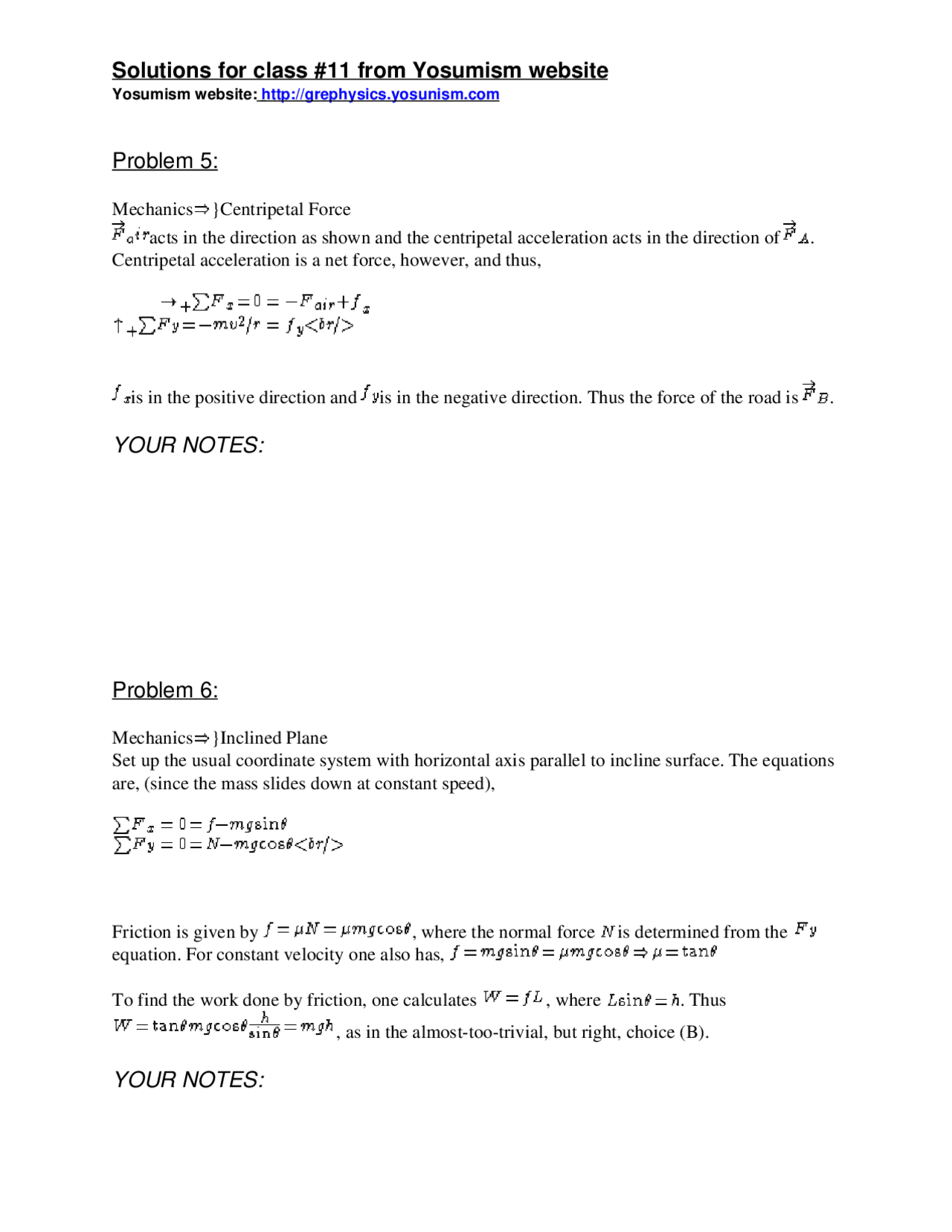 Classical Mechanics - Problem Set 3 Solution - Physics - Docsity