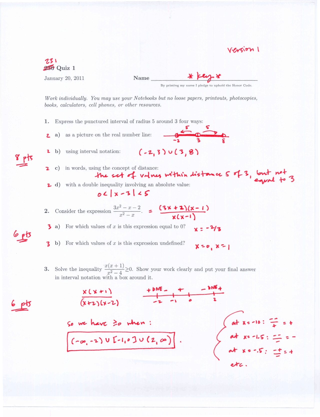 Quiz 1 Solved 3 Questions Of Calculus With Functions I Math 231 Quizzes Mathematics Docsity