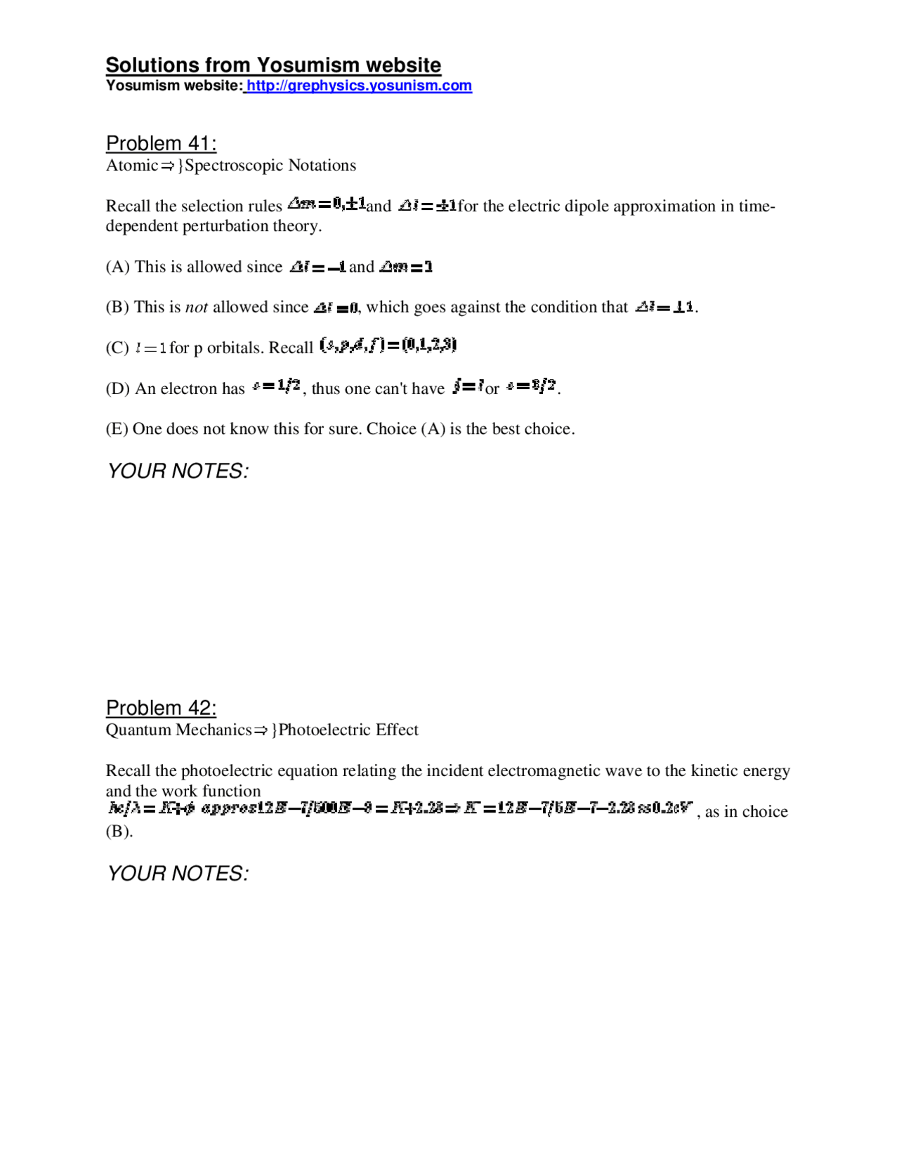 Modern Physics Problemset 5 Solution Physics Docsity