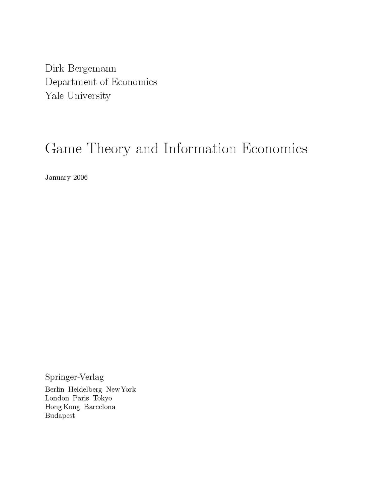 Microeconomics Theory Lecture Notes Spring 2006 Economics Docsity