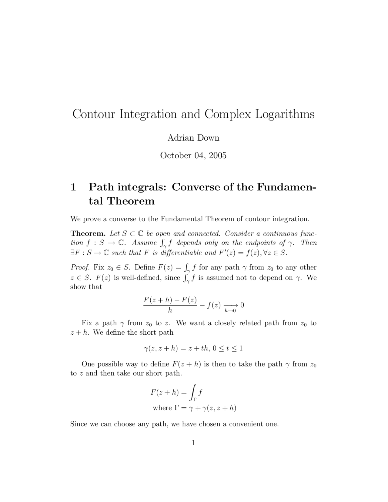 Contour Integration And Complex Integration Lecture Notes Integral Calculus Docsity